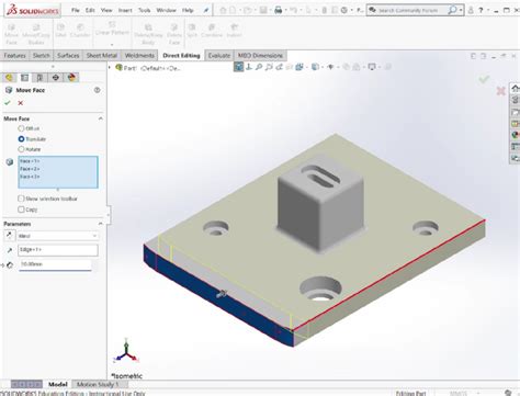 Move Face Trong Direct Editing Tools SOLIDWORKS
