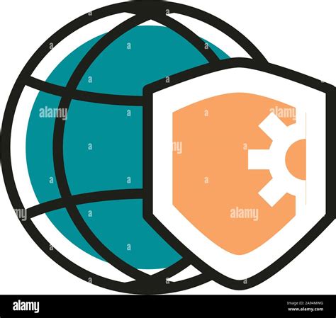 World Shield Web Development Icon Vector Illustration Line And Fill