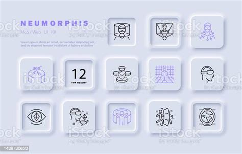 사이버펑크 세트 아이콘입니다 홀로그램 증강 현실 가상 세계 메타버스 텔레포트 인공 지능 Vr 헬멧 암호화폐 사이버 공간 신경망 개념입니다 신형성 스타일 3차원 형태에 대한