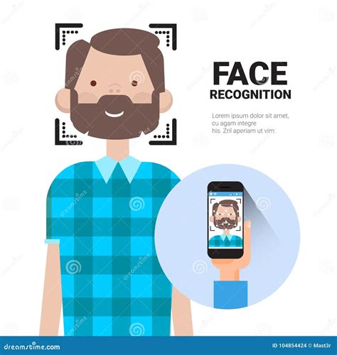 Face Recognition Hand Holding Smart Phone Scanning Man Modern