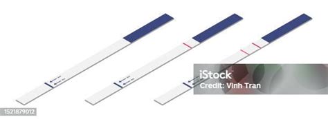 임신 테스트 결과 아이소메트릭 벡터 그림의 집합입니다 임신 양성 및 음성 테스트 1 줄무늬 2 줄무늬 플랫 디자인 클립 아트