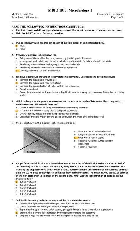 Midterm Test 20 May 2018 Questions And Answers Mbio 1010