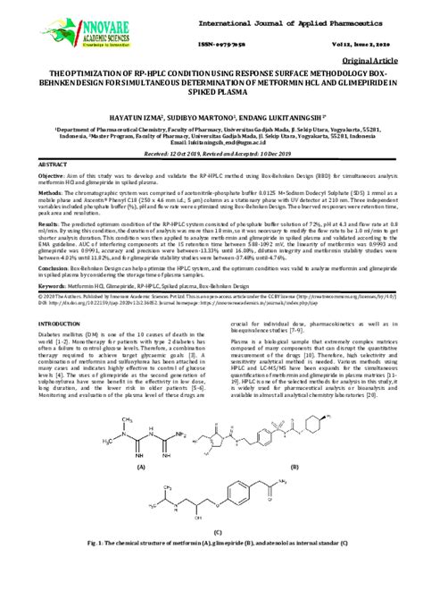 Pdf The Optimization Of Rp Hplc Condition Using Response Surface Methodology Box Behnken