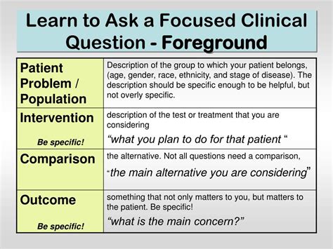 Ppt Developing Answerable Clinical Questions Powerpoint Presentation Id 6911593