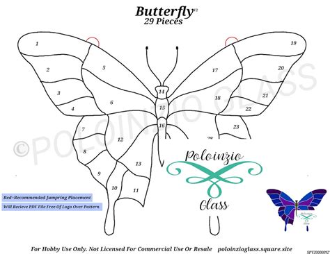 Butterfly Stained Glass Pattern Version 2 Digital Pdf Download Etsy