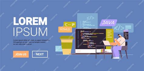 Premium Vector Web Developer Creating Program Code On Laptop Screen