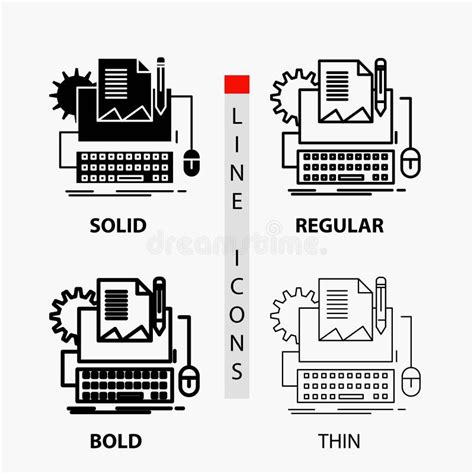 type writer paper computer paper keyboard icon in thin regular bold line and glyph style