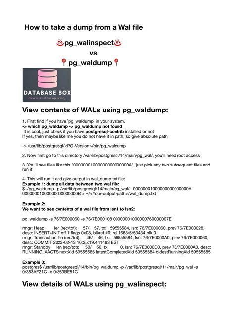 how to take a dump from a wal file postgresql pdf databases