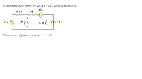 solved in the circuit given below r 27Ω find vo using