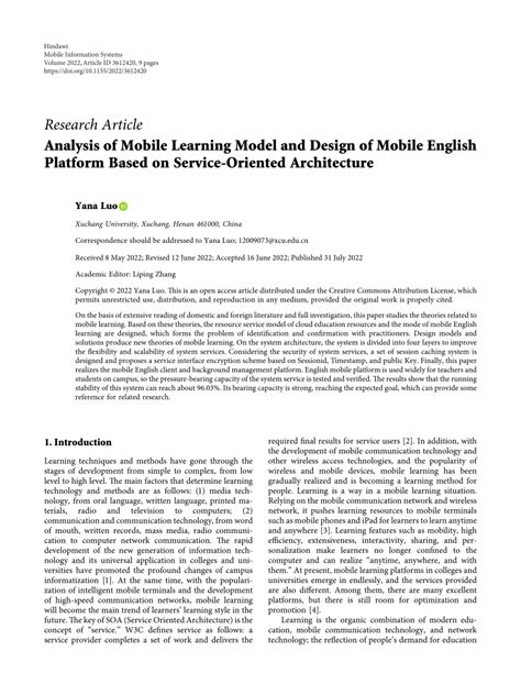 PDF Analysis Of Mobile Learning Model And Design Of Mobile English Platform Based On Service