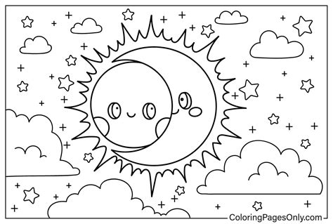 Solar Eclipse Cute Coloring Page Free Printable Coloring Pages