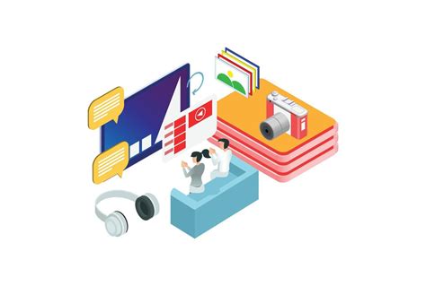 Modern Isometric Digital Photography Illustration Web Banners Suitable For Diagrams