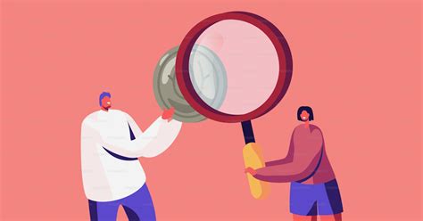 작은 화폐학자 수집가 캐릭터는 거대한 돋보기로 은화와 금화를 조사합니다 사람들은 고대 동전 화폐 학자 취미 화폐 개념을 수집합니다 만화 벡터 일러스트레이션 벡터