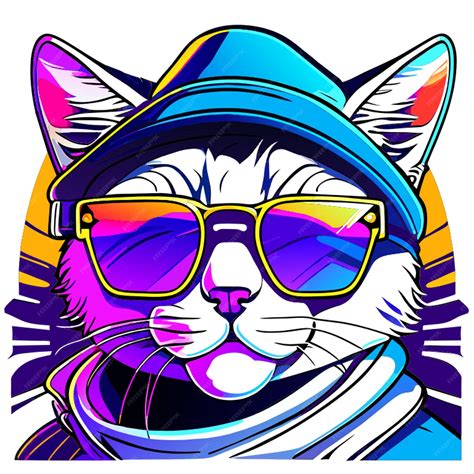 Premium Vector Graffiti Art A Cool Cat With Sunglasses Front White