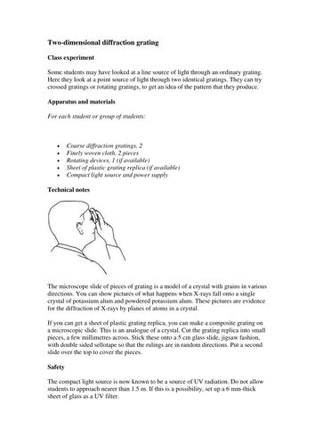 Two Dimensional Diffraction Grating Teaching Resources