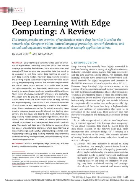 Deep Learning With Edge Computing A Review 2023 Pdf