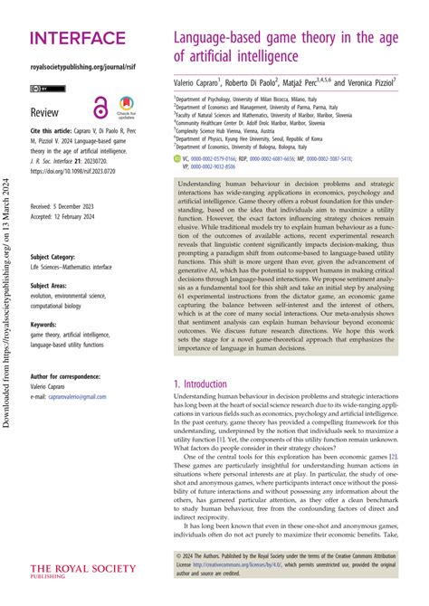 Pdf Language Based Game Theory In The Age Of Artificial Intelligence