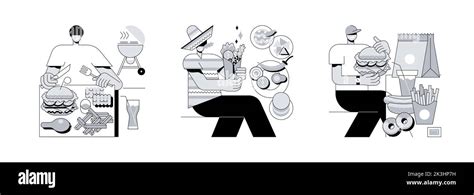National Cuisine Abstract Concept Vector Illustration Set American Cuisine Mexican And Fast