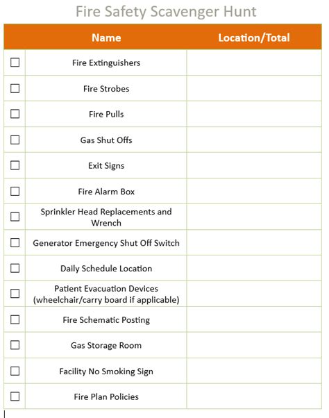 Fire Safety Scavenger Hunt Asc Solutions Library