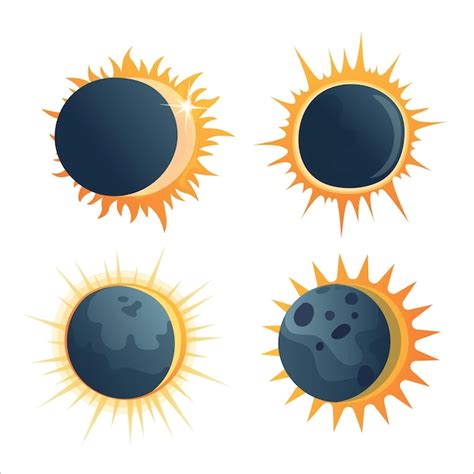 Conjunto De Composições De Eclipse Solar Ilustrações Bonitas Em Estilo