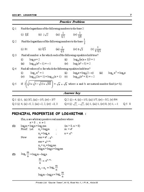 Logritham Solved Practice Qp And Previous Year Ques And Sol Pdf Pdf Logarithm