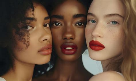 Three Beautiful Female Fashion Models Of Different Races Premium Ai