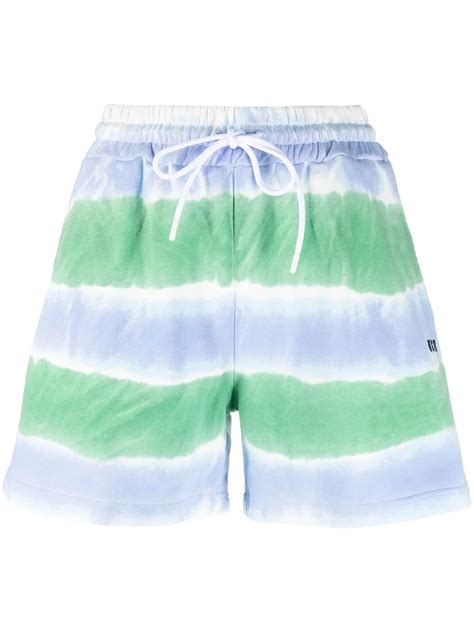 Msgm Stripe Pattern Drawstring Shorts Blue Farfetch Sa
