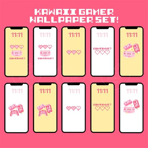 Kawaii Gamer Wallpaper Set L Wallpaper Iphone Android L Ios16 Etsy