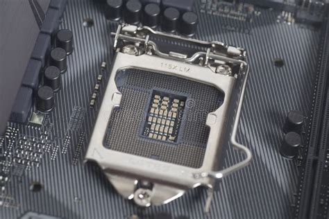 Cpu Slot Intel Lga 1151 Cpu Socket On Motherboard Computer Pc With Cpu
