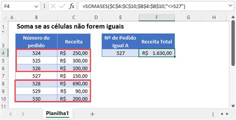 Soma Se as Células Não Forem Iguais a Excel e Google Sheets Automate Excel
