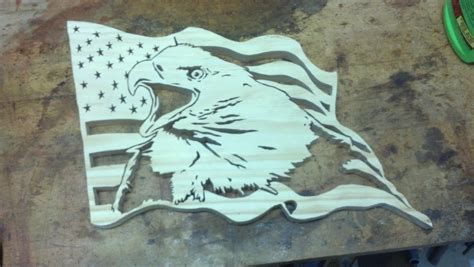 Eagle And Flag Scrolled Out Of Oak R Scrollsaw