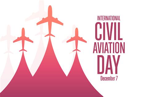 국제 민간 항공의 날 12월 7일 휴일 개념 배경 배너 카드 텍스트 비문이있는 포스터용 템플릿 벡터 Eps10 그림입니다 12월에 대한 스톡 벡터 아트 및 기타 이미지