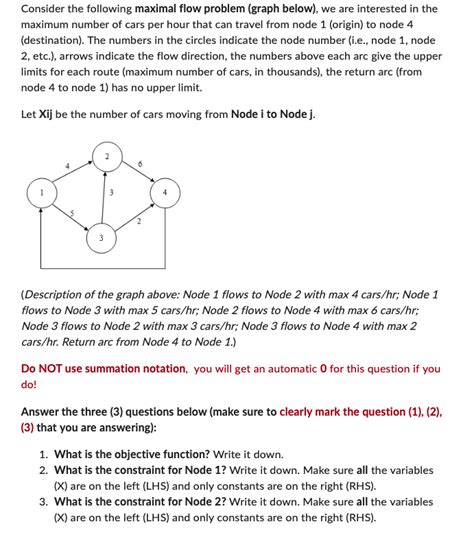 Solved Consider The Following Maximal Flow Problem Graph