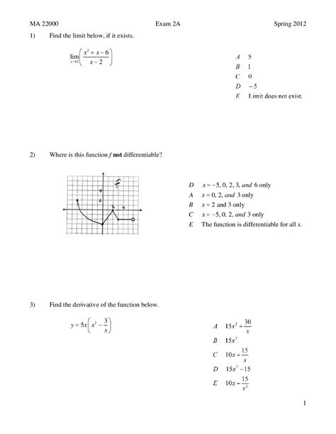 Differentiable Introduction To Calculus Exam Docsity