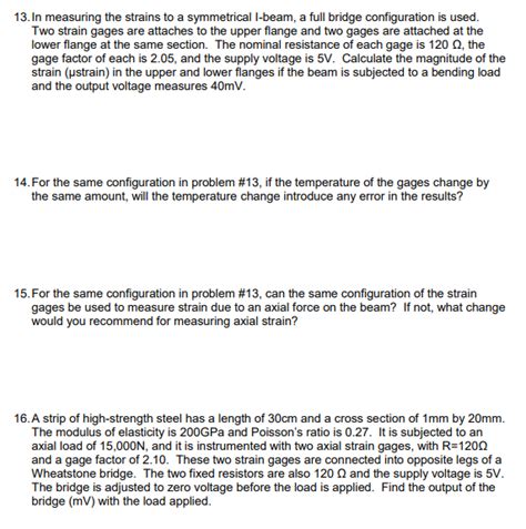 13 In Measuring The Strains To A Symmetrical I Beam