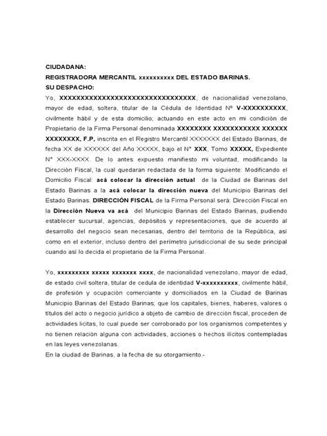 Modelo De Cambio De Domicilio Pdf