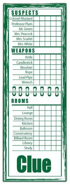 Original Clue Game Sheets Free PDF Printables Printablee Clue Games Clue Board Game Clue
