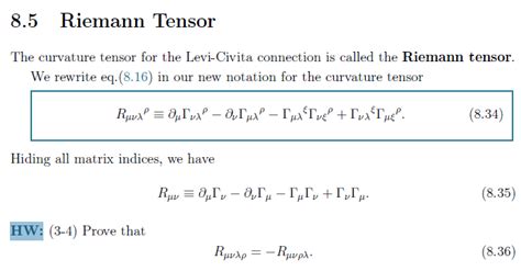 Solved 85 Riemann Tensor The Curvature Tensor For The