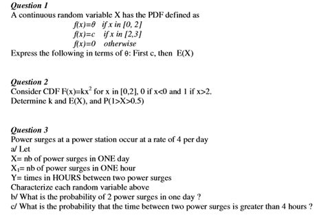 solved a continuous random variable x has the pdf defined as