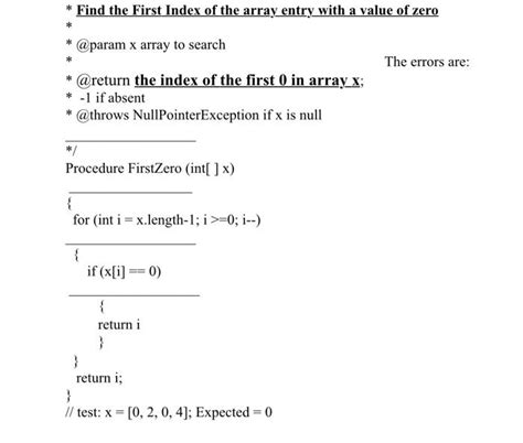 Solved Find The First Index Of The Array Entry With A Chegg Com