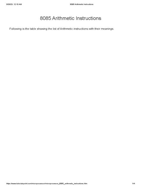 8085 Arithmetic Instructions Download Free Pdf Office Equipment
