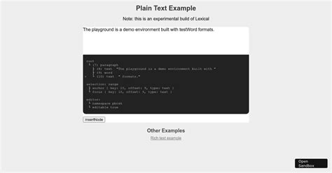 Lexical Plain Text Example Forked Codesandbox