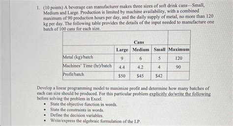 Solved Formulate And Solve The Following Lps In Excel Use A
