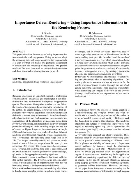 pdf importance driven rendering using importance information in the rendering process