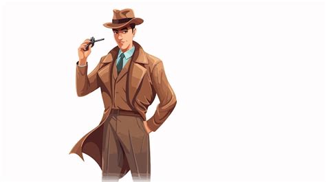 Professional Detective Costume Concept With Man Holding Smoking Pipe