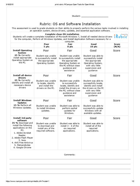 Software Installation Rubric Lesson 4 Installing A New Computer