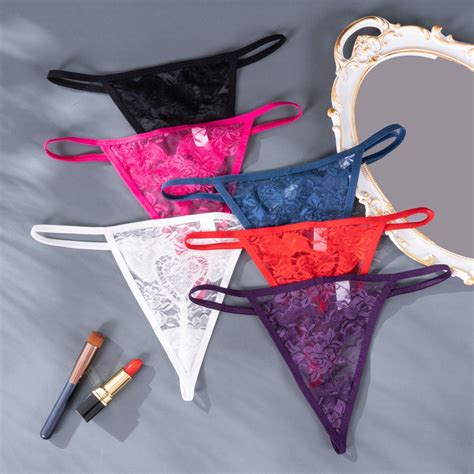 Ecmln Womens Crotchless Thongs Low Waist Lace Strap Panties Love