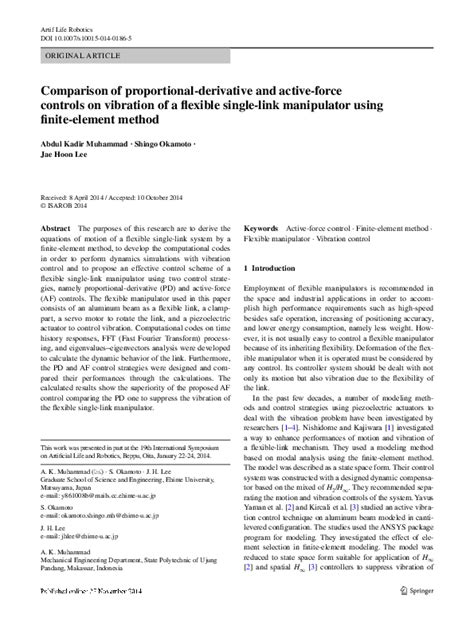pdf vibration control comparison of a single link flexible