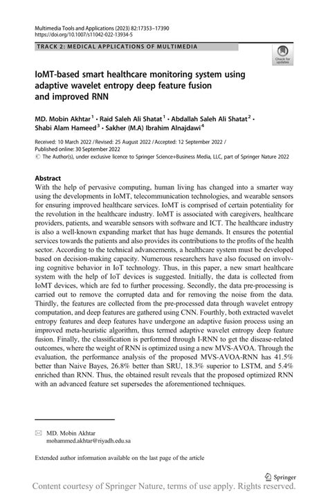 Iomt Based Smart Healthcare Monitoring System Using Adaptive Wavelet