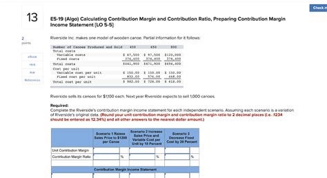 Solved E5 19 Algo Calculating Contribution Margin And
